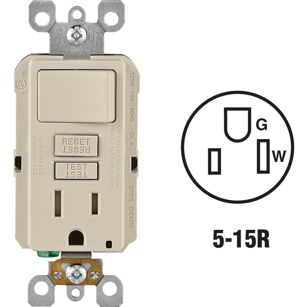 Leviton Ivory 15A Self-Test Tamper Resistant GFCI Switch, 58% OFF